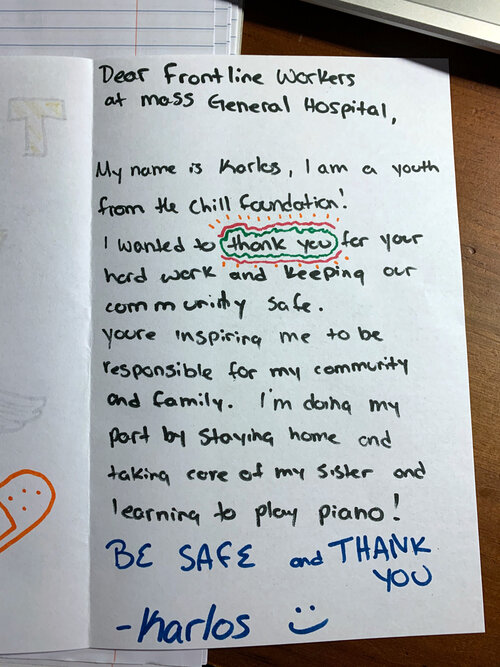 Thank You Letters to the Frontline Workers | Chill Foundation